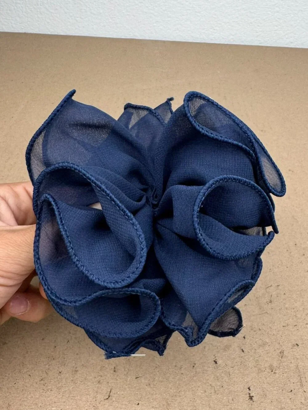 Accessories | Navy Blue Chiffon Ruffle Flower Hair Claw Clip Large ...
